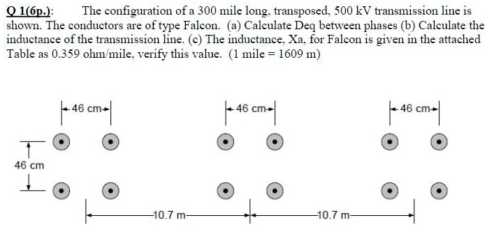 SOLVED: The configuration of a 300-mile long, transposed, 500 kV ...