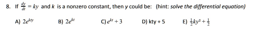 SOLVED: d = ky and k is a nonzero constant; then y could be: (hint ...