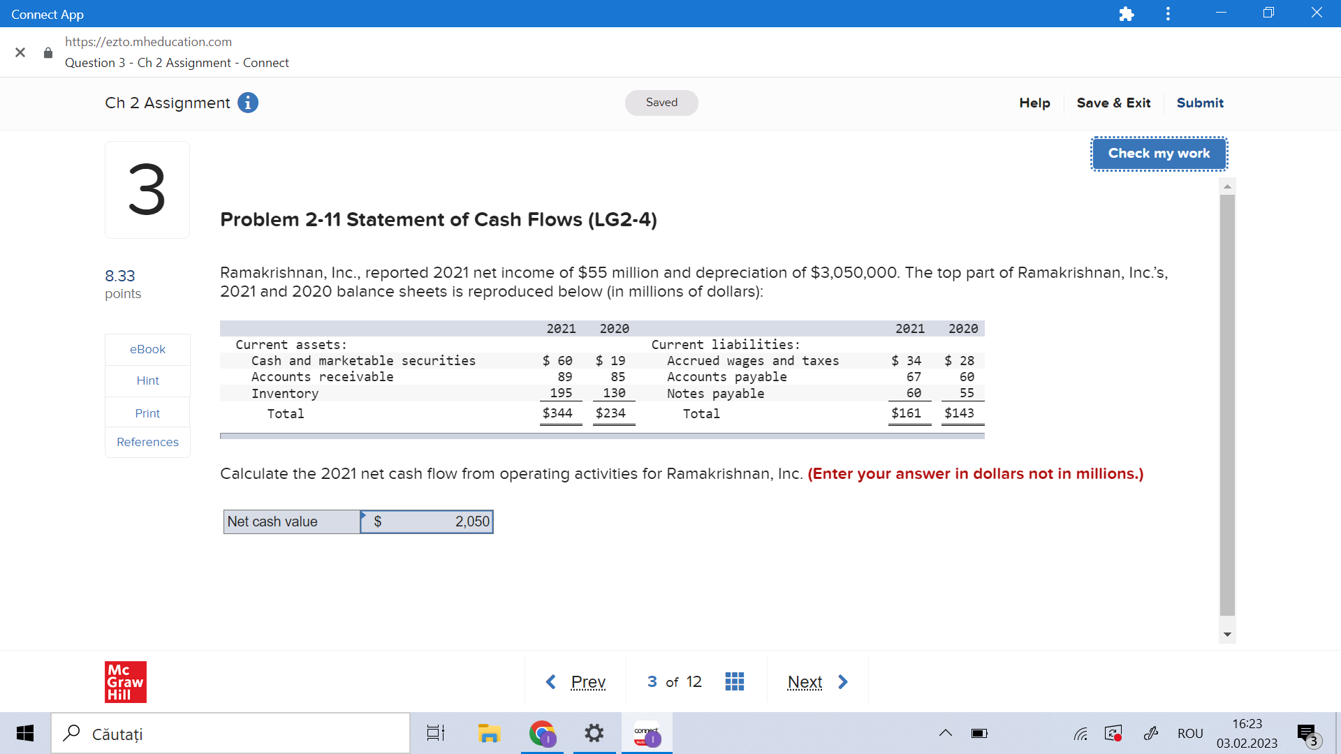 SOLVED: Connect App https://ezto.mheducation.com Question 3 - Ch 2 Assignment - Connect Ch 2 ...