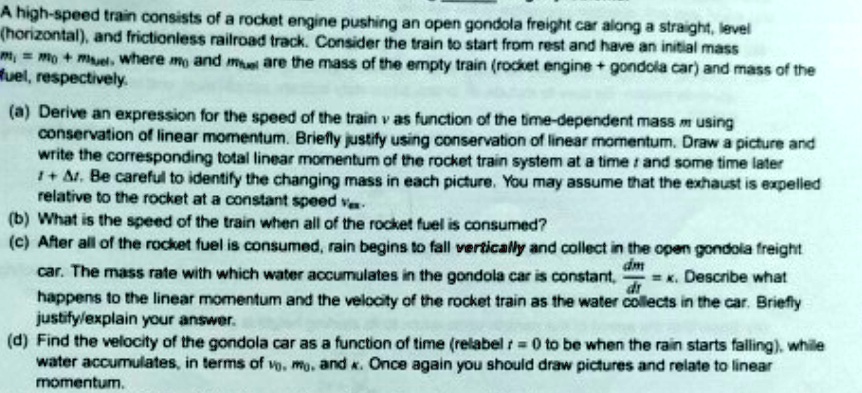 a high speed train consists of a rocket engine pushing an open gondola ...
