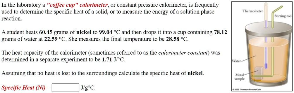 SOLVED: In the laboratory a "coffee cup calorimeter, Or constant pressure calorimeter; is ...