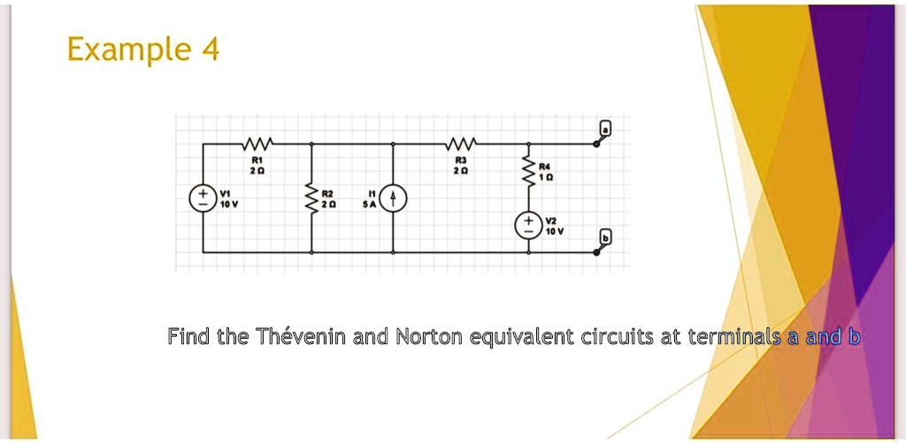 SOLVED: Example 4 Find the Thévenin and Norton equivalent circuits at terminals a and b.
