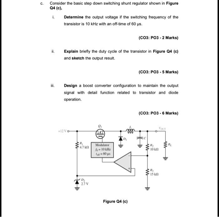 SOLVED: Consider the basic step-down switching shunt regulator shown in Figure 04 (c). Determine ...