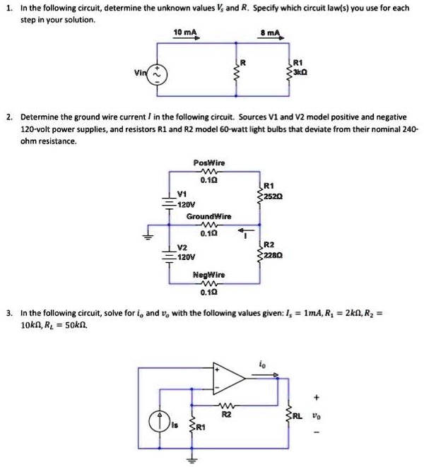 SOLVED: In the following circuit, determine the unknown values V and R. Specify which circuit ...