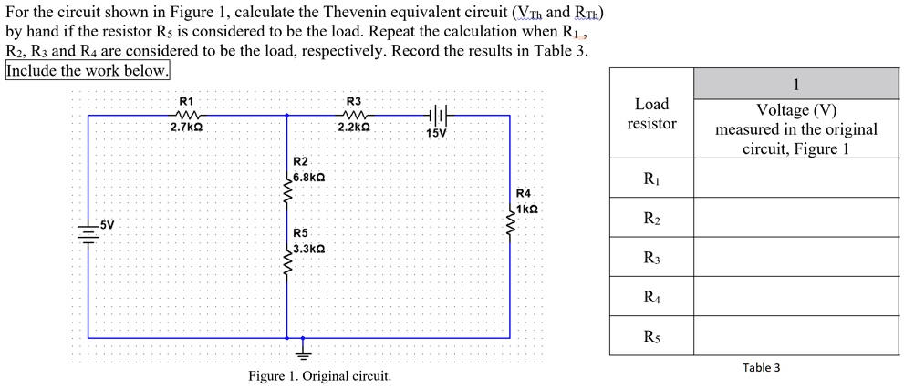 For the circuit shown in Figure 1, calculate the Thevenin equivalent circuit (VTh and RTh) by ...