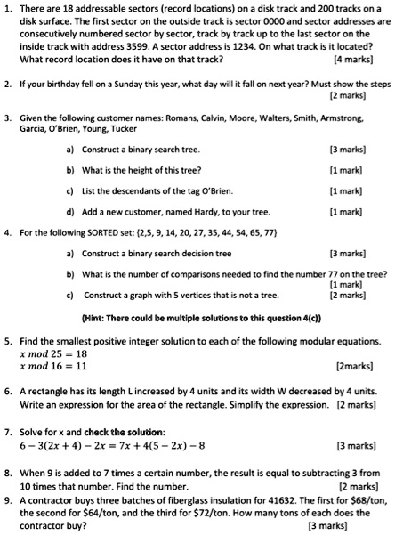 SOLVED: There are 18 addressable sectors (record locations) on a disk ...
