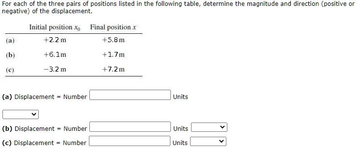 SOLVED: For each of the three pairs of positions listed in the ...
