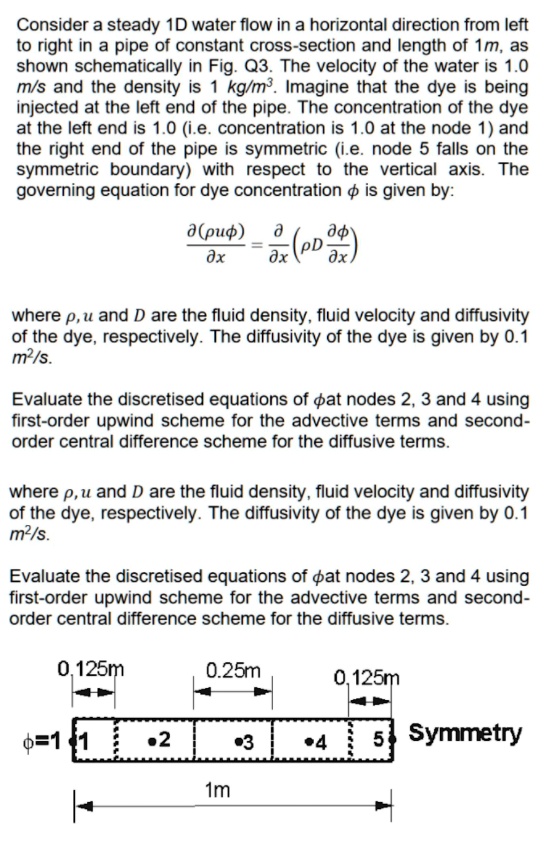 SOLVED: Consider a steady 1D water flow in a horizontal direction from ...