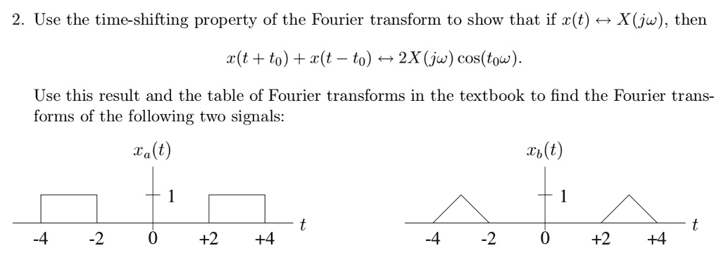 2. Use the time-shifting property of the Fourier transform...