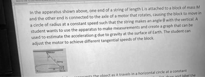 SOLVED: string of length L is attached to block of mass M In the apparatus shown above, one end ...