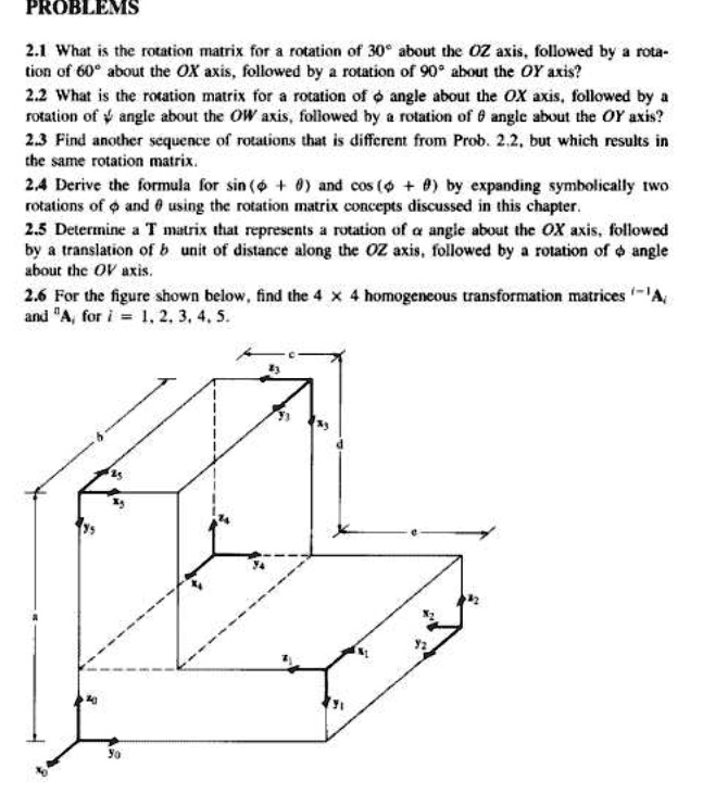 PROBLEMS 2.1 What is the rotation matrix for a rotation of 30° about ...