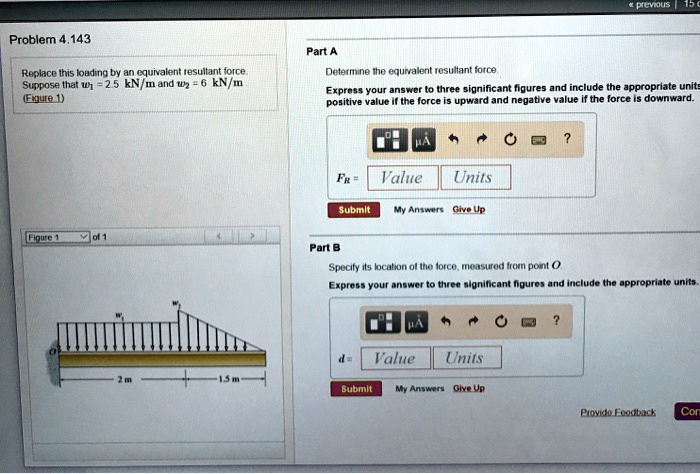 Problem 4.143 Replace this loading by an equivalent resultant force ...