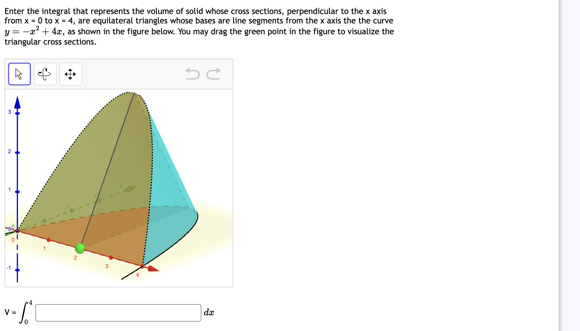 SOLVED: Enter the integral that represents the volume of solid whose cross sections ...