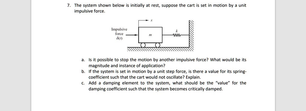 7. The system shown below is initially at rest, suppose the cart is set ...