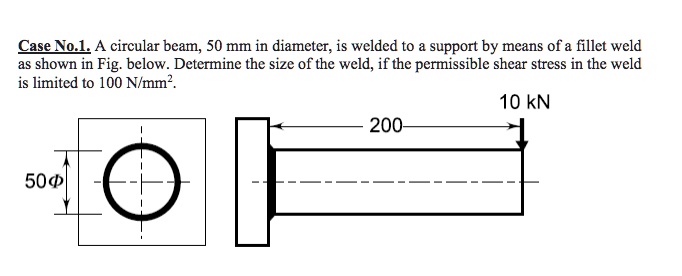 case no1a circular beam50 mm in diameteris welded to a support by means ...