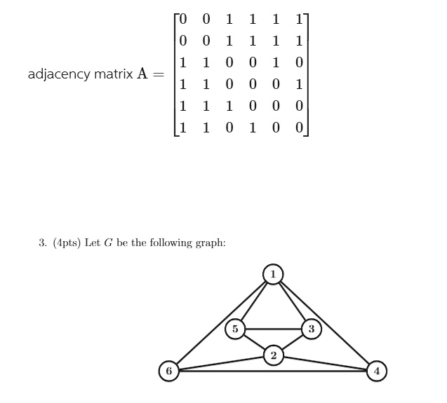 ?? 0 1 1 1 0 0 1 1 1 1 1 0 0 1 adjacency matrix A = 1 1 0 0 1 1 1 1 0 0 ...