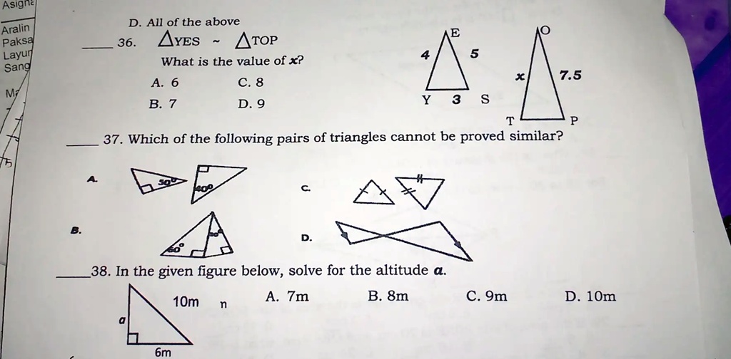 SOLVED: All of the above 36. Axes TOP What is the value of *? C.8 B: D. 9 Aralin Paksat Layer ...