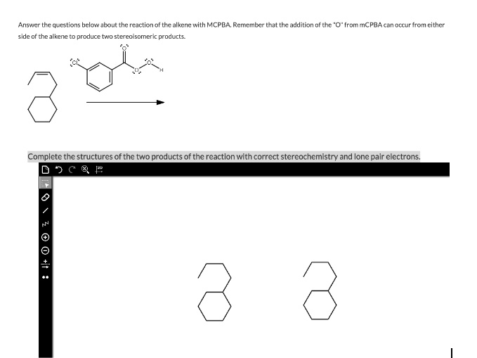 Answer the questions below about the reaction of the alkene with MCPBA ...