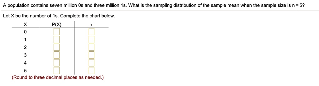 Solved Population Contains Seven Million Os And Three Million 1s What Is The Sampling