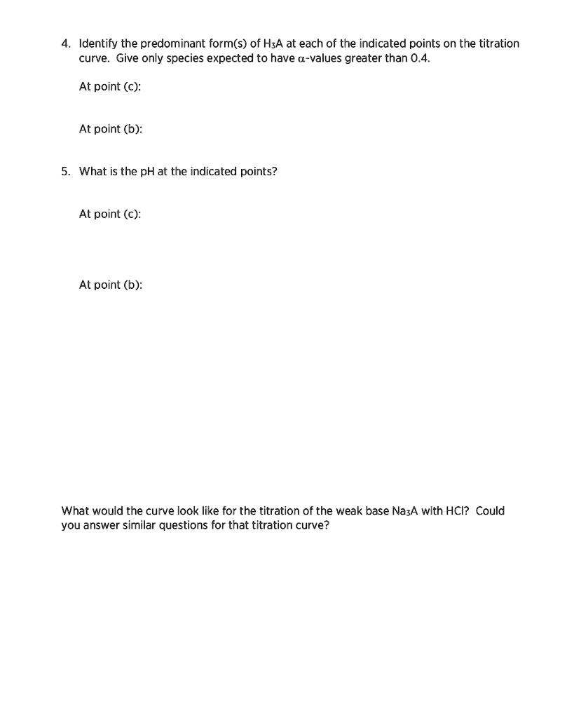 4. Identify the predominant form(s) of H3A at each of the indicated ...