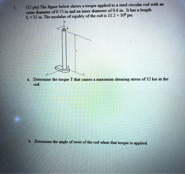 SOLVED: The figure below shows a torque applied to a steel circular rod ...