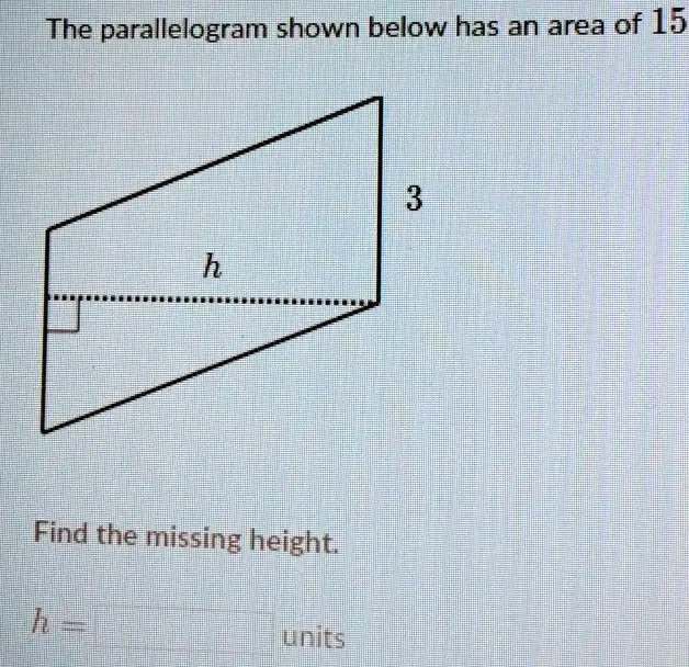 SOLVED: The parallelogram shown below has an area of 15âˆš3. Find the ...