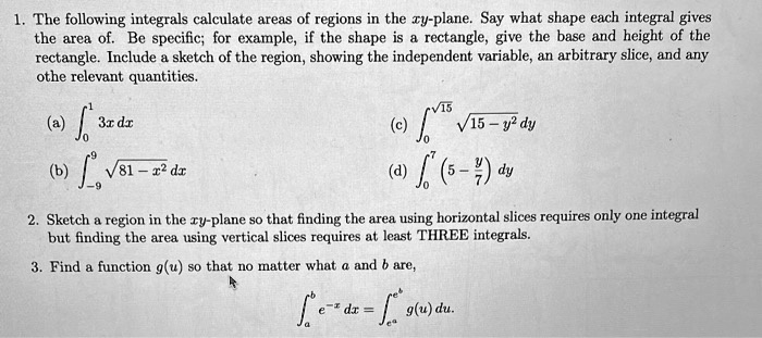 1 the following integrals calculate areas of regions in the ty plane ...