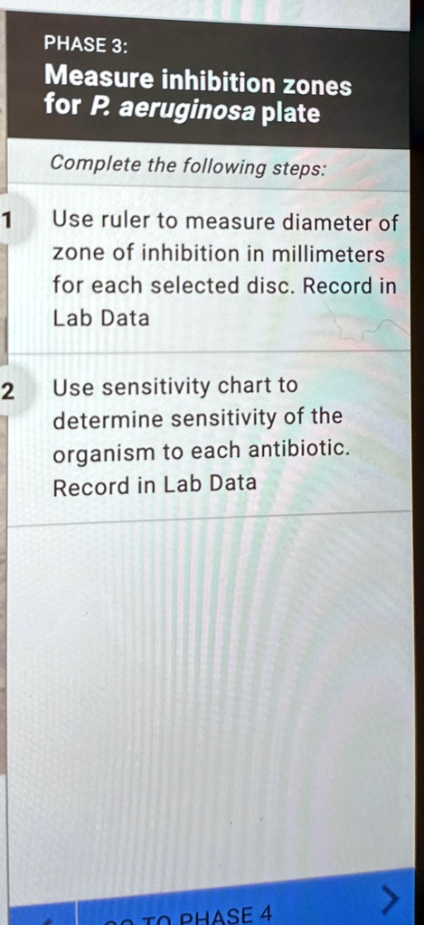 PHASE 3: Measure inhibition zones for P. aeruginosa plate Complete the ...