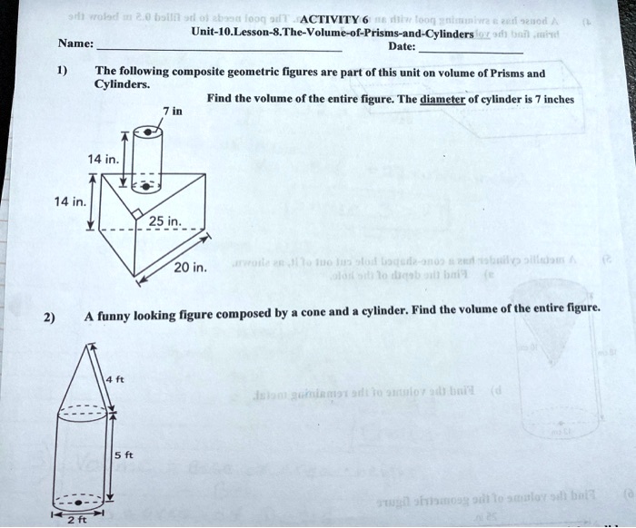 SOLVED:"Flat hsiln ACTIVITY 6 Unit-IO.Lesson-8.The- Volume-of-Prisms ...