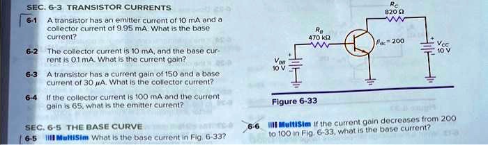 SOLVED: SEC.G-3 TRANSISTOR CURRENTS 6-1 A transistor has an emitter ...