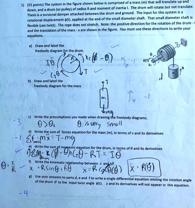 1 35 points the system in the figure shown below is comprised of a mass ...