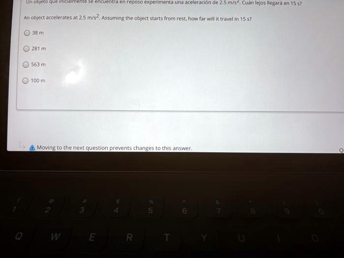 SOLVED: Dn Objeto que encquentu @ucsO Eidetea unla aceleracion de 2 5 M ...