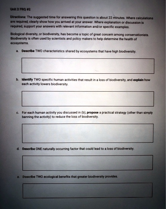 SOLVED: Title: Biodiversity and its Importance in Ecosystems The ...