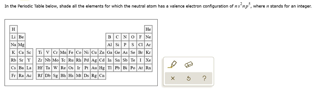 In the Periodic Table below, shade all the elements for which the ...