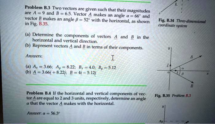 SOLVED:Problem B3 Two vectors are given such that their are A = 9 and B ...