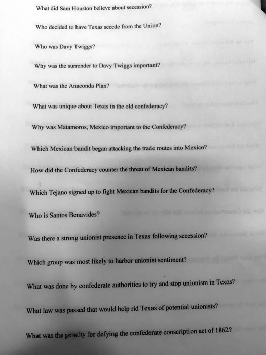 what did sam houston believe about secession who decided navc exas ...