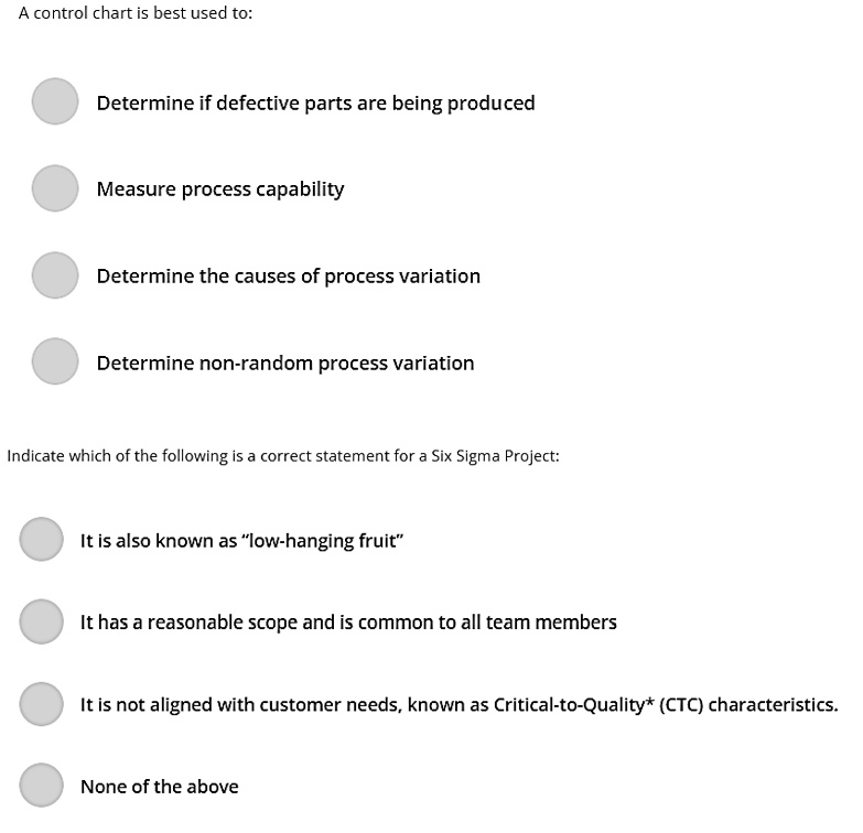 SOLVED: A control chart is best used to: - Determine if defective parts are being produced ...