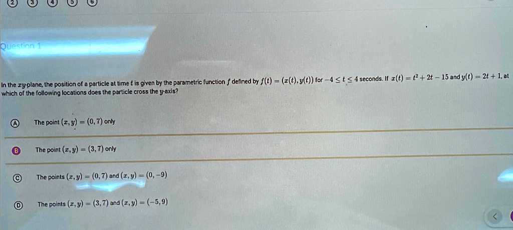 question 1 in the xy plane the position of a particle at time t is given by the parametric ...