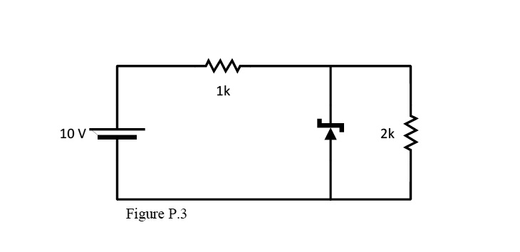 SOLVED: In Figure P.3, calculate the current flowing through the Zener ...