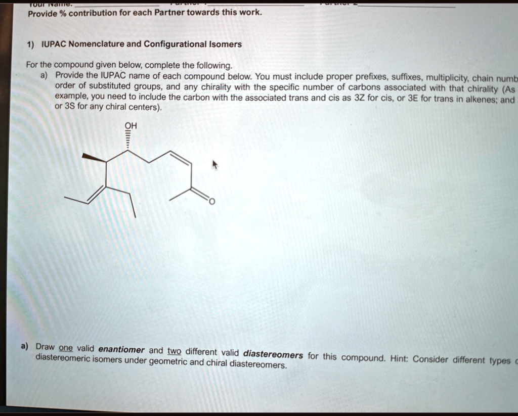Tour Name Provide Contribution For Each Partner Towards This Work 1 Iupac Nomenclature And
