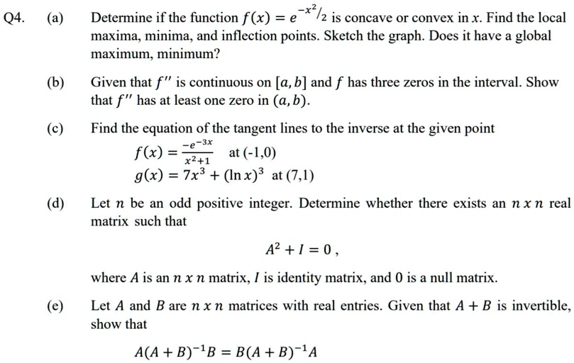 x2 determine if the function f x 2 is concave o convex in x find the local maxima minima and ...