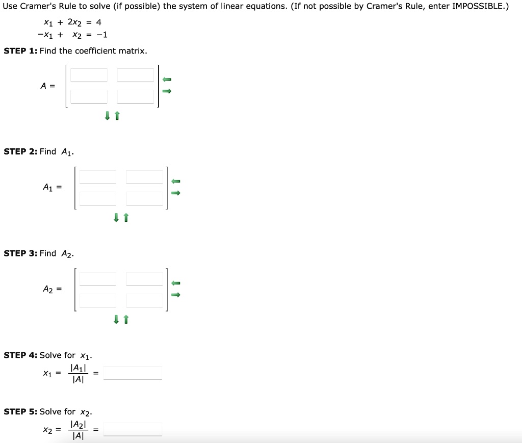 use cramers rule to solve if possible the system of linear equations if ...
