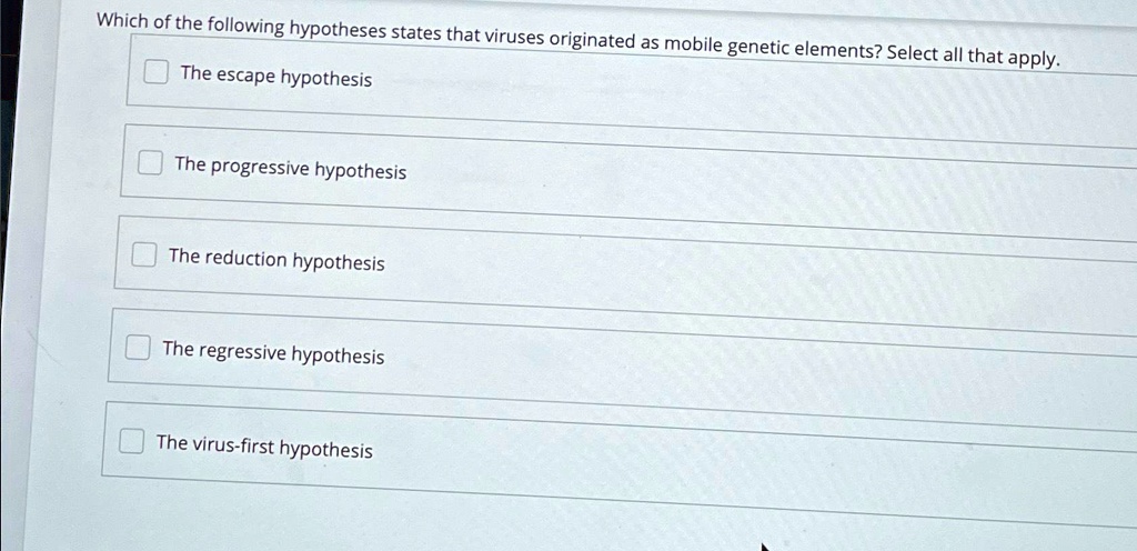 SOLVED: Which of the following hypotheses states that viruses ...