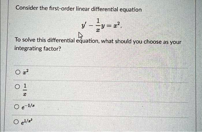 SOLVED: Consider the first-order linear differential equation 1 ZU = 3² ...