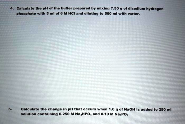 SOLVED:Calculate the PH of the buffer prepared by mixing 7.50 g ot disodium hydrogen phosphate ...