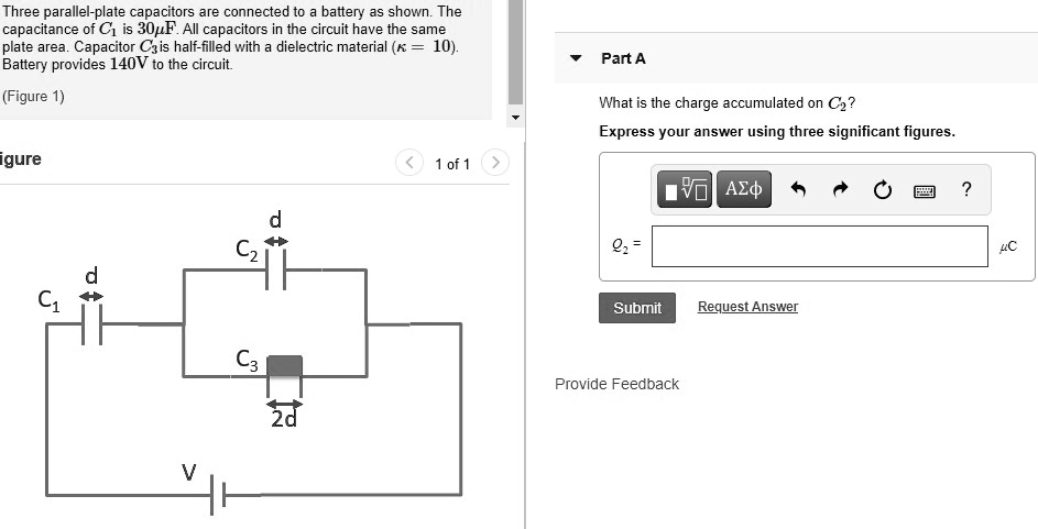 SOLVED: Three parallel-plate capacitors are connected to a battery as ...