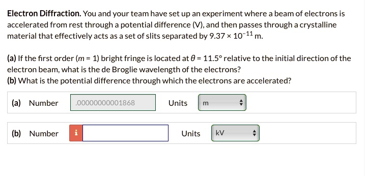 Solved Electron Diffraction You And Your Team Have Set Up An