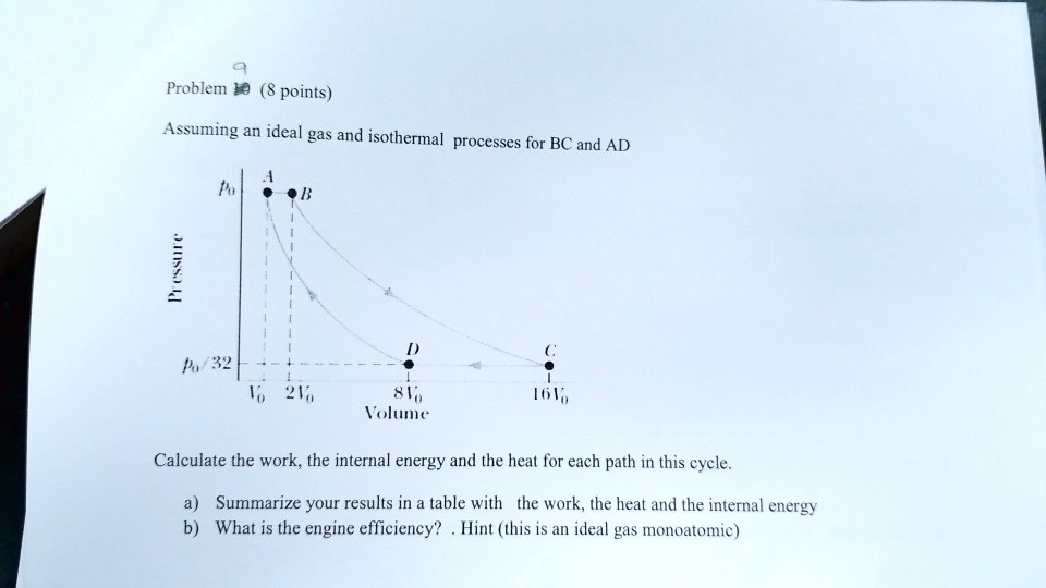 SOLVED: Problem points) Assuming an ideal gas and isothermal processes ...
