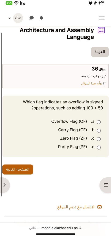 architecture and assembly language 36 which flag indicates an overflow ...