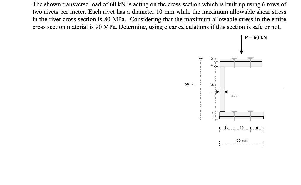 The shown transverse load of 60 kN is acting on the cross section which ...